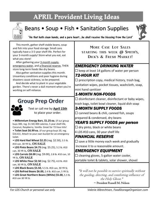 April Food Storage and Prep Handout